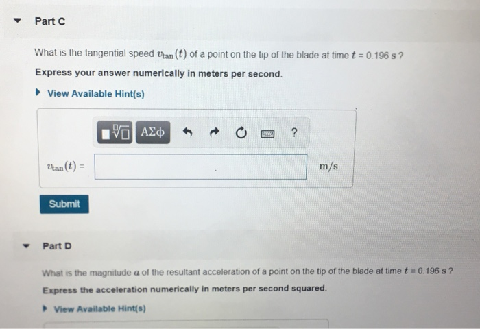 Solved Item 9 Part A An electric ceiling fan is rotating | Chegg.com