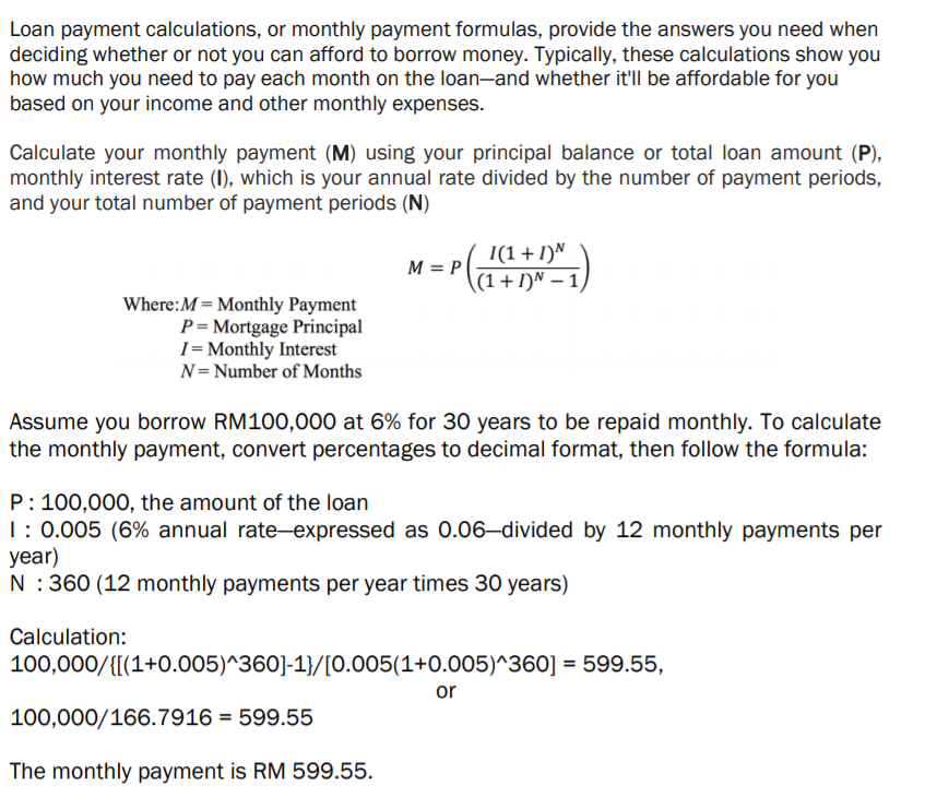 Solved Loan payment calculations, or monthly payment | Chegg.com