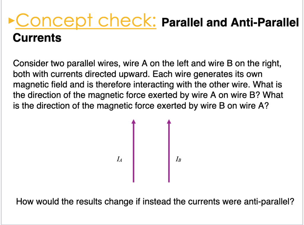 Solved Concept check: Parallel and Anti-Parallel Currents | Chegg.com
