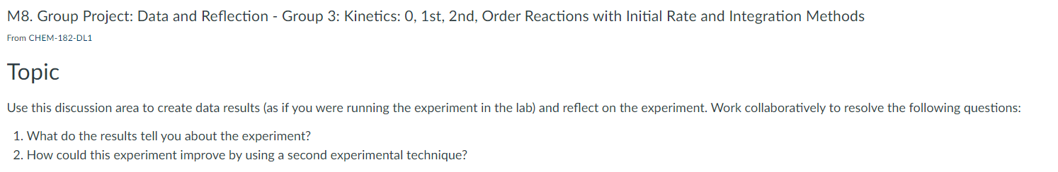 M8. Group Project: Data and Reflection - Group 3: | Chegg.com