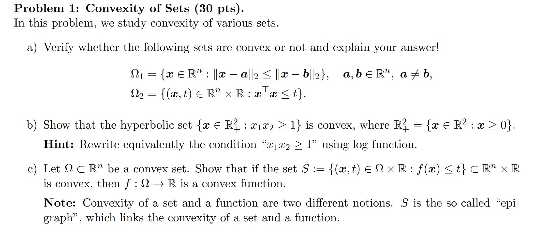 Solved by an EXPERT Problem 1: Convexity of ﻿Sets (30 pts).In ﻿this | Chegg.com