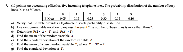 Solved х 3 0.30 0.05 0.15 0.10 7. (10 points) An accounting | Chegg.com