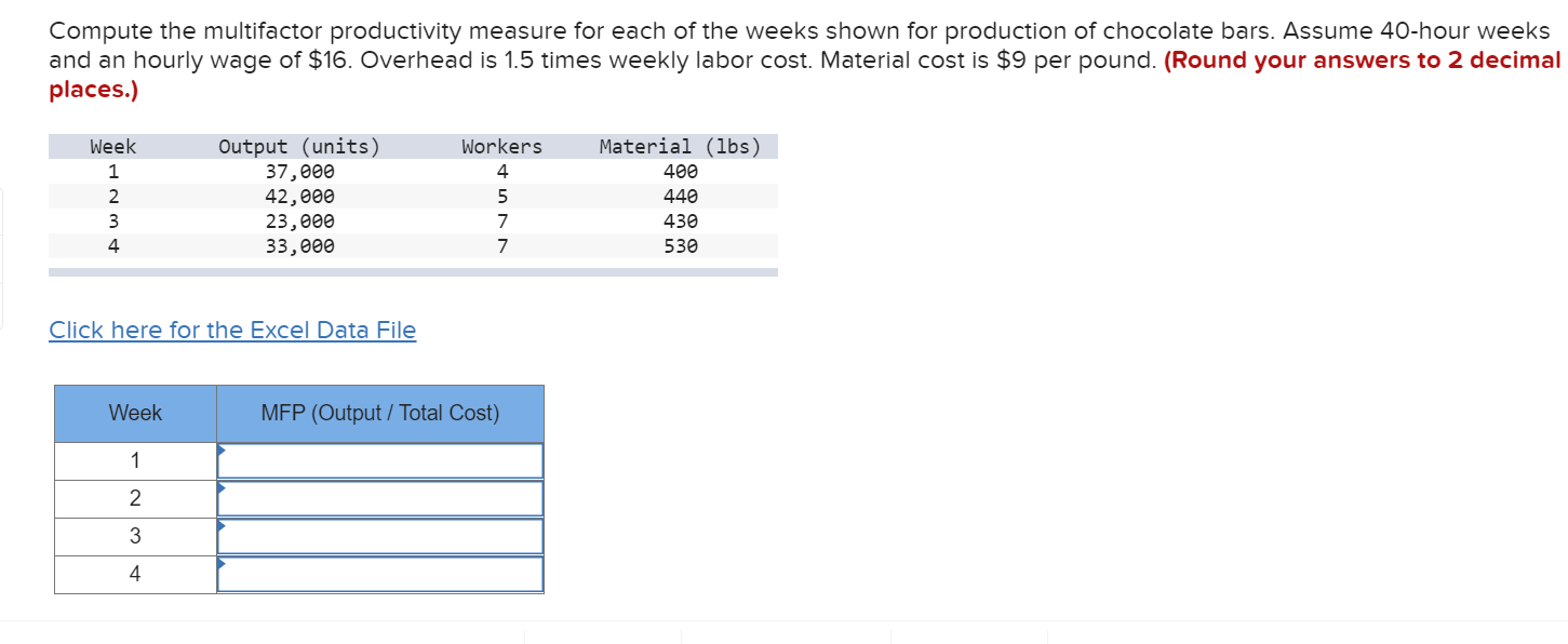 Solved Compute the multifactor productivity measure for each | Chegg.com