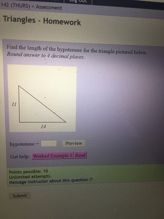 Solved Find the length of the hypotenuse for the triangle | Chegg.com