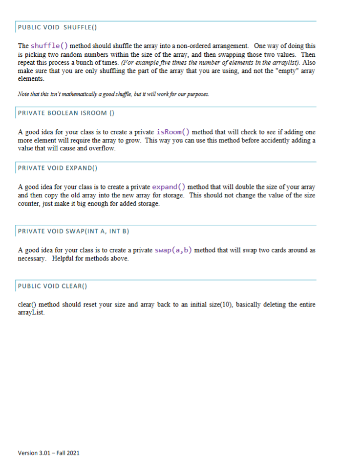 Solved CS145 - PROGRAMMING ASSIGNMENT – CARD ARRAY LIST | Chegg.com