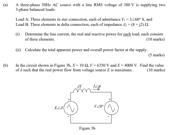 Solved (a) A three-phase 50Hz AC source with a line RMS | Chegg.com