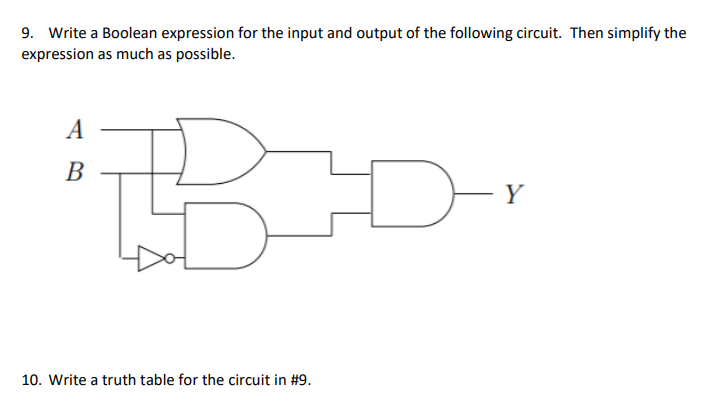 Solved 9. Write a Boolean expression for the input and | Chegg.com