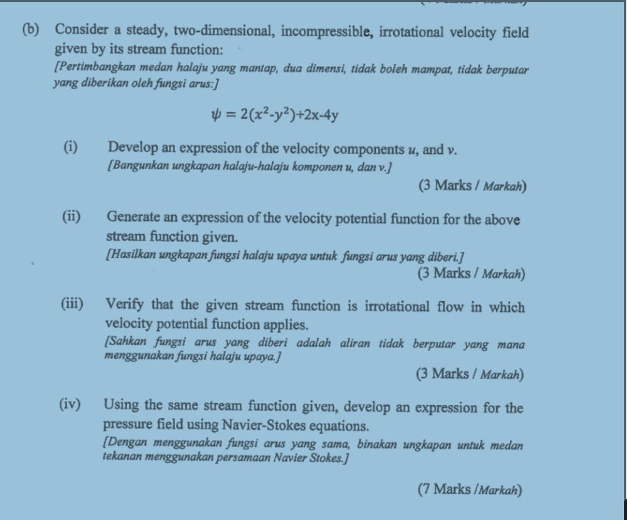 Solved (b) Consider a steady, two-dimensional, | Chegg.com