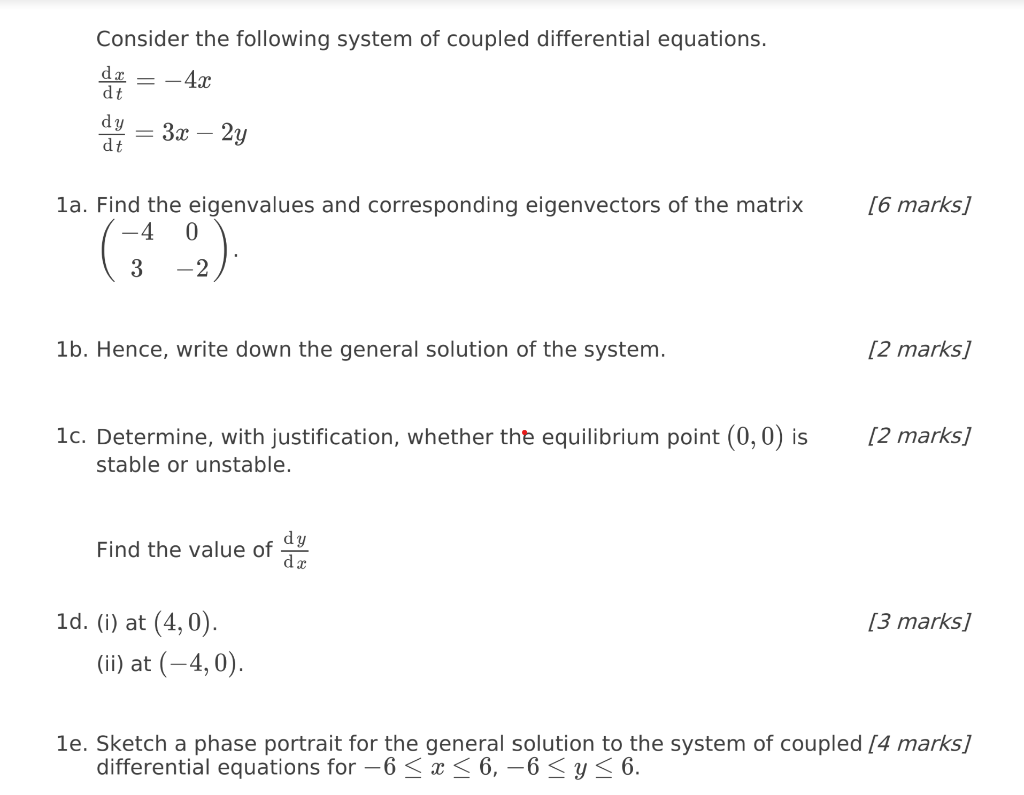 Solved Consider the following system of coupled differential | Chegg.com