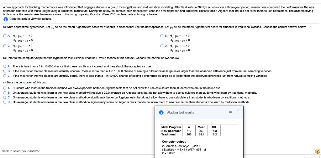 Solved A new approach for teaching mathematics was | Chegg.com