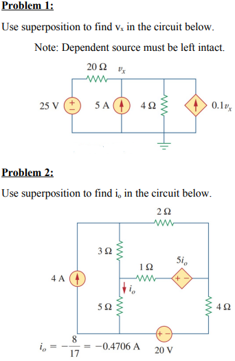 Solved Use superposition to find vx in the circuit below. | Chegg.com