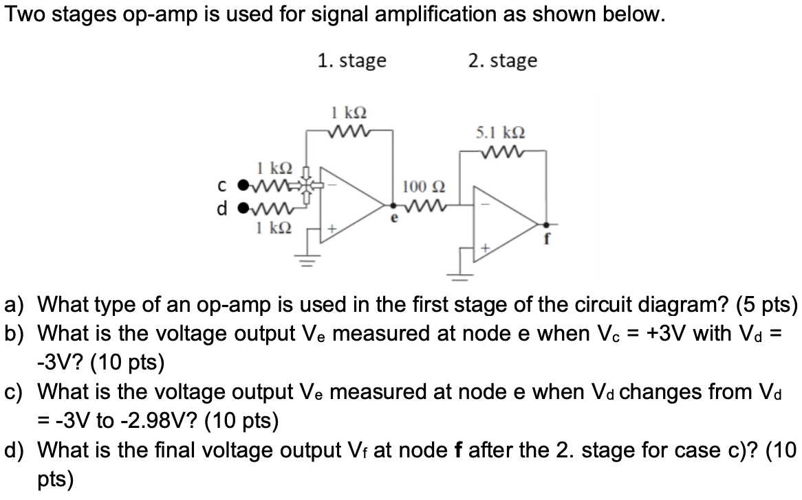 Solved Two stages op-amp is used for signal amplification as | Chegg.com