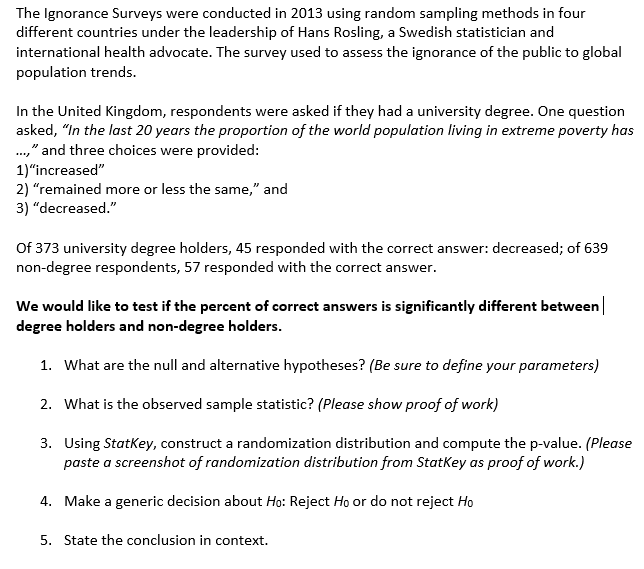 Solved The Ignorance Surveys were conducted in 2013 using | Chegg.com