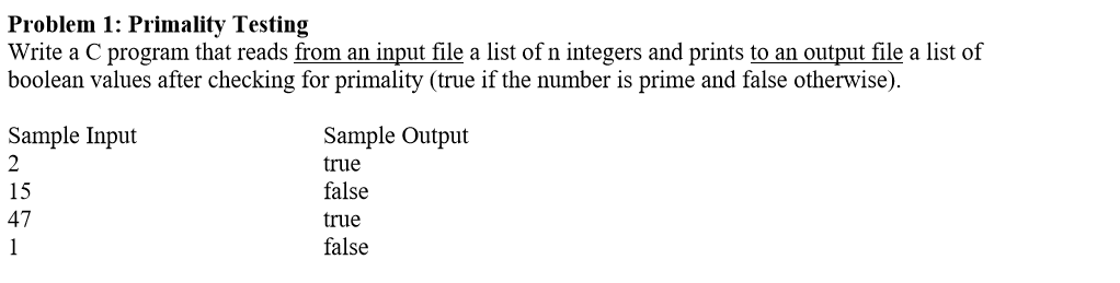 Solved Problem 1 Primality Testing Write A C Program That