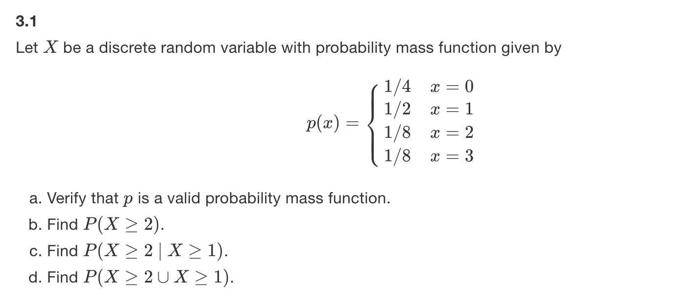 Solved 3.1 Let X be a discrete random variable with | Chegg.com