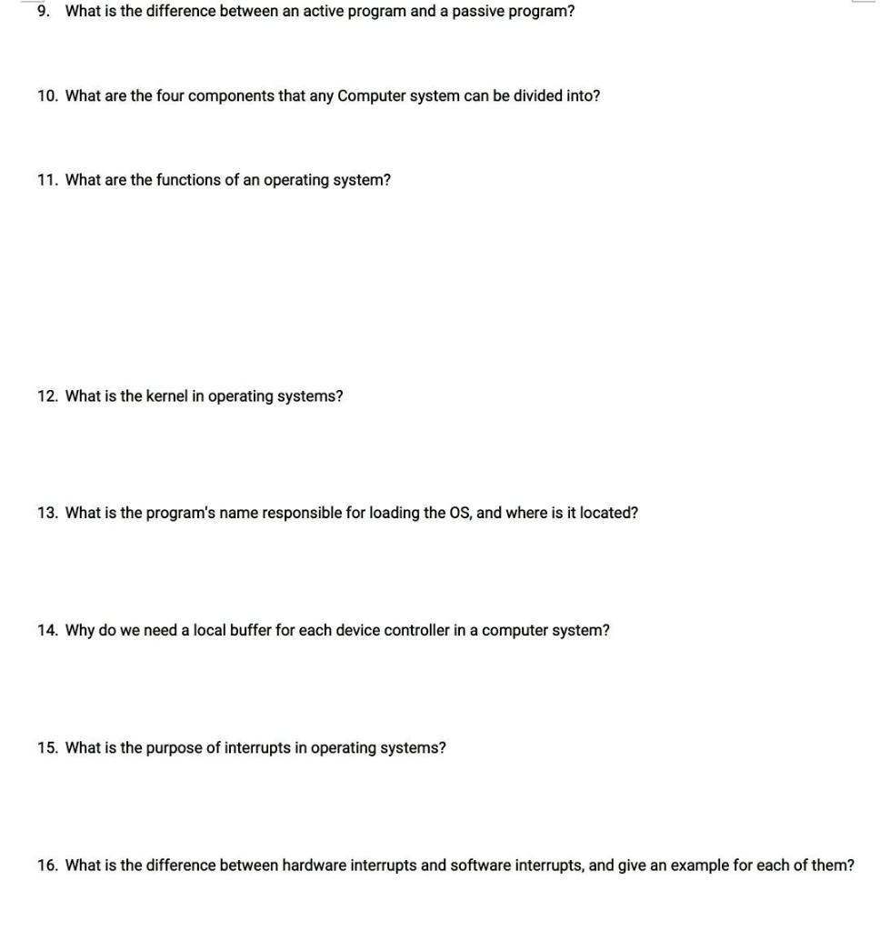 Solved 9. What is the difference between an active program | Chegg.com