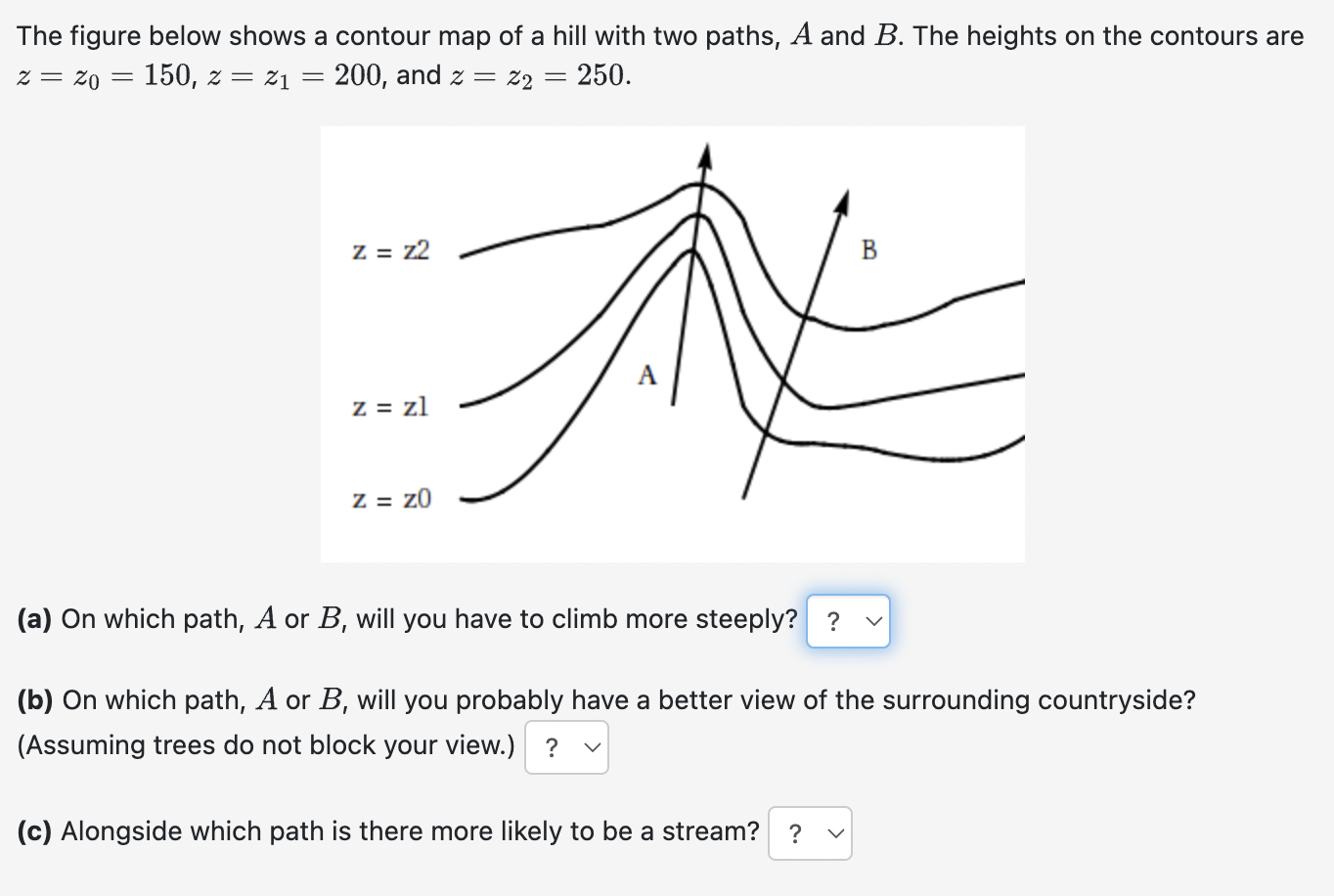 Solved The figure below shows a contour map of a hill with | Chegg.com Solved The figure below shows a contour map of a hill with | Chegg.com