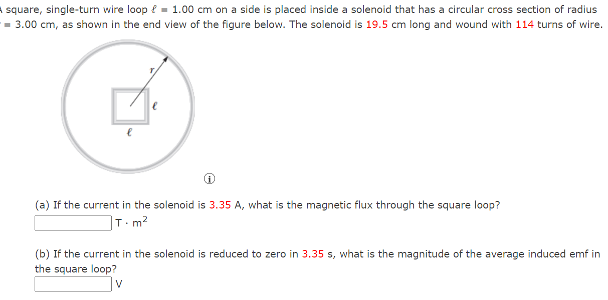 Solved square, single-turn wire loop { = 1.00 cm on a side | Chegg.com