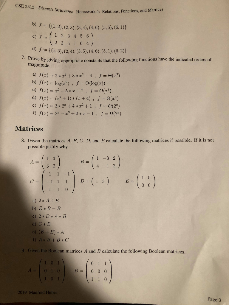 Solved CSE 2315 - Discrete Structures Homework 4: Relations, | Chegg.com