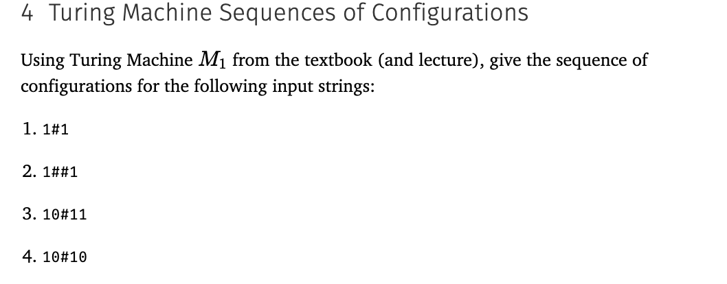 4 Turing Machine Sequences of Configurations Using | Chegg.com