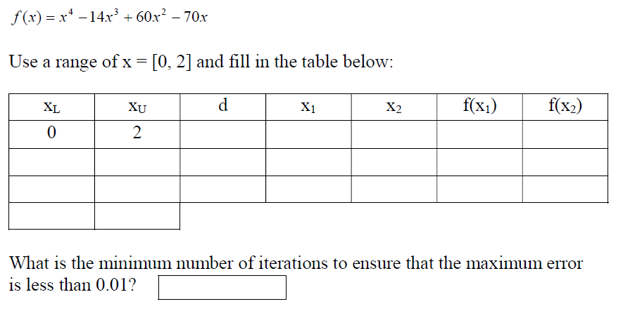 Solved Use three iterations of the Golden Section method to | Chegg.com