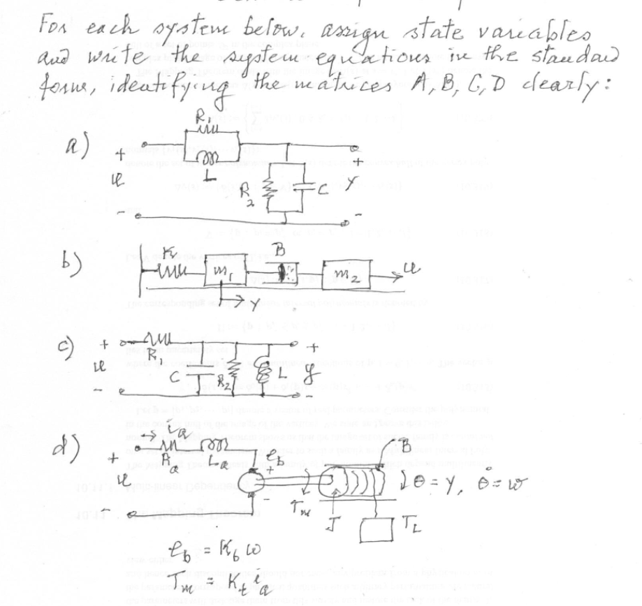 Solved For each system below, assign state varicibles and | Chegg.com