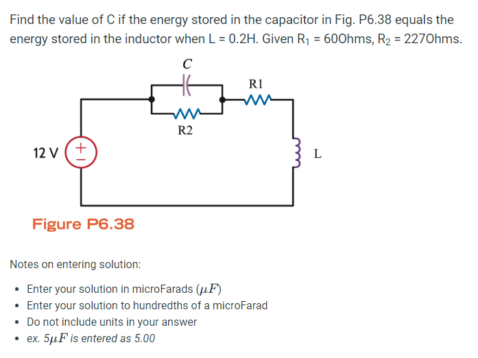 Solved Find the value of C if the energy stored in the | Chegg.com