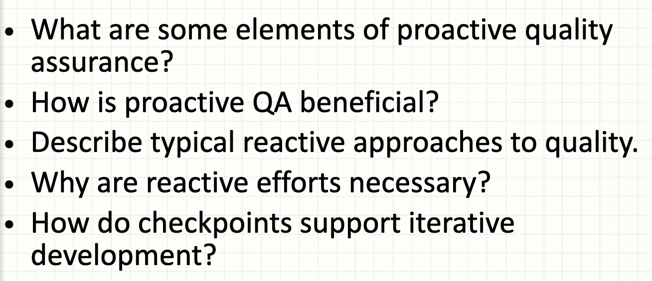 Solved What are some elements of proactive quality | Chegg.com