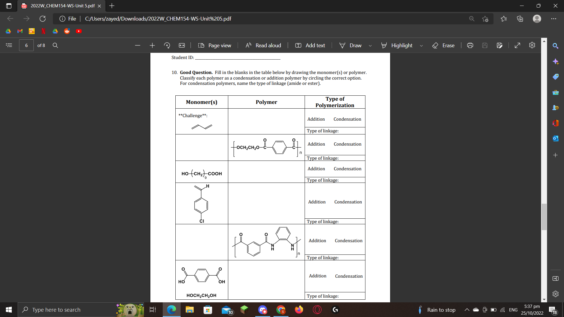 10. Good Question. Fill in the blanks in the table | Chegg.com