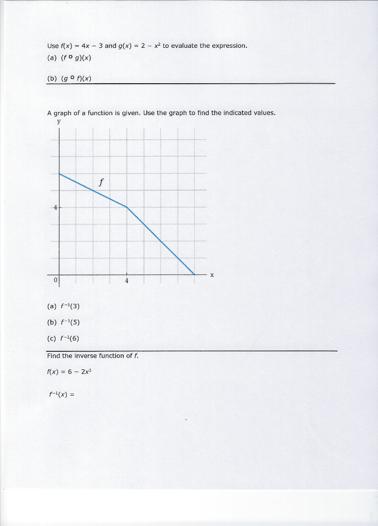 Solved Use f(x) = 4x - 3 and g(x) = 2 - x2 to evaluate the | Chegg.com