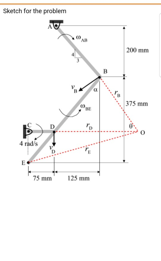 Solved find linear velocity of point E and angular velocity | Chegg.com