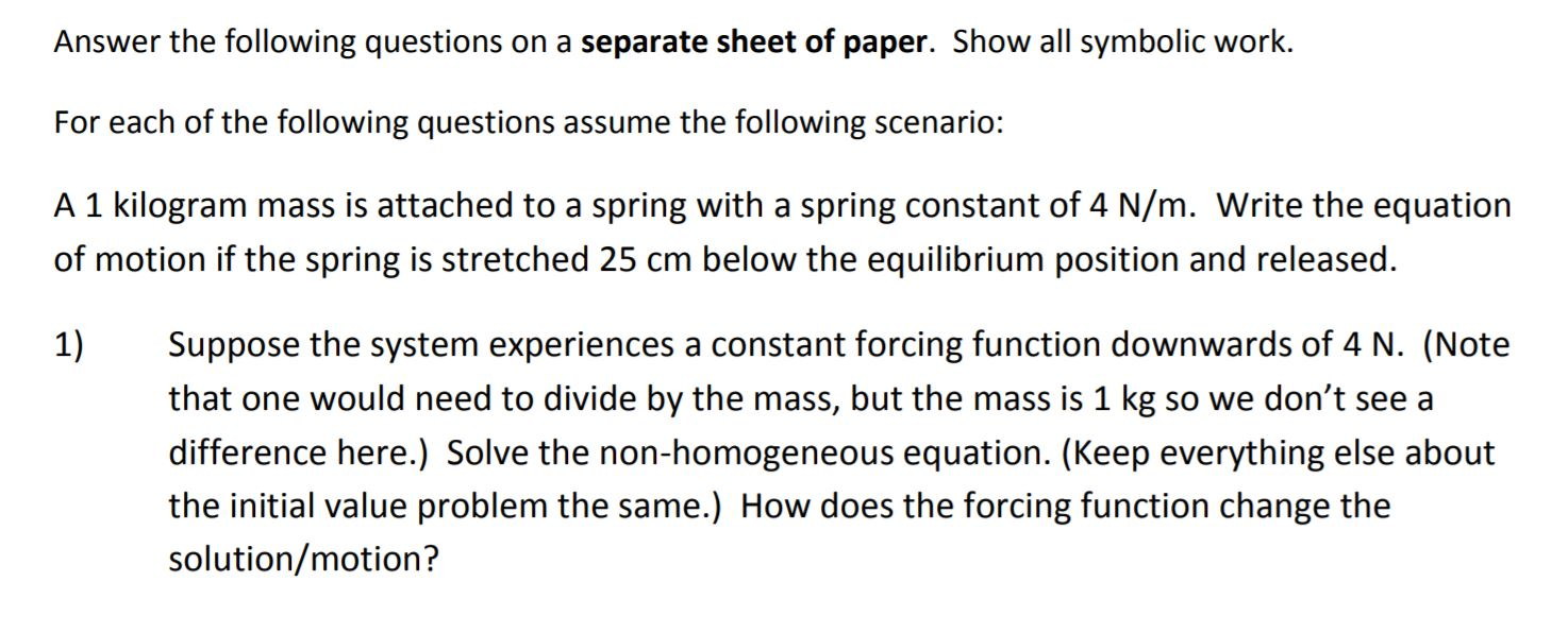 Solved Answer the following questions on a separate sheet of | Chegg.com