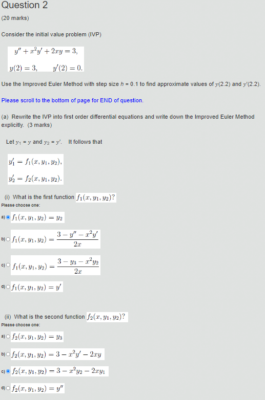 (20 marks) Consider the initial value problem (IVP) | Chegg.com