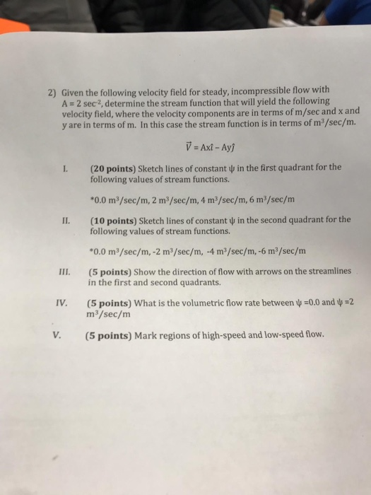 Solved 2) Given the following velocity field for steady, | Chegg.com