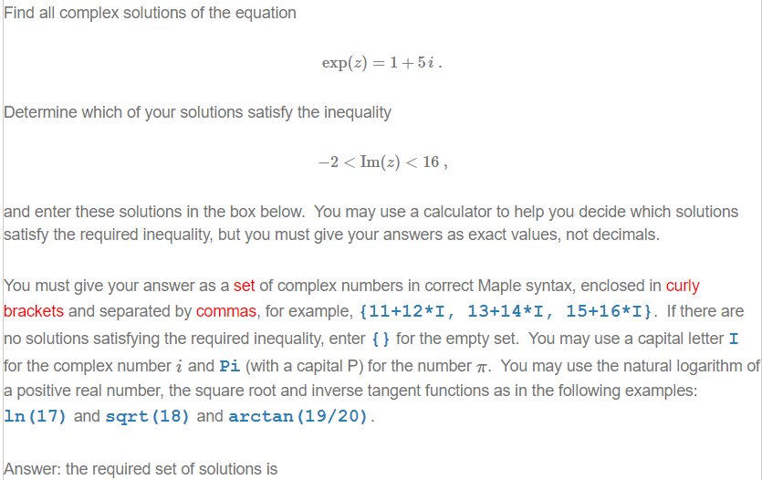 Solved Find All Complex Solutions Of The Equation Exp Z