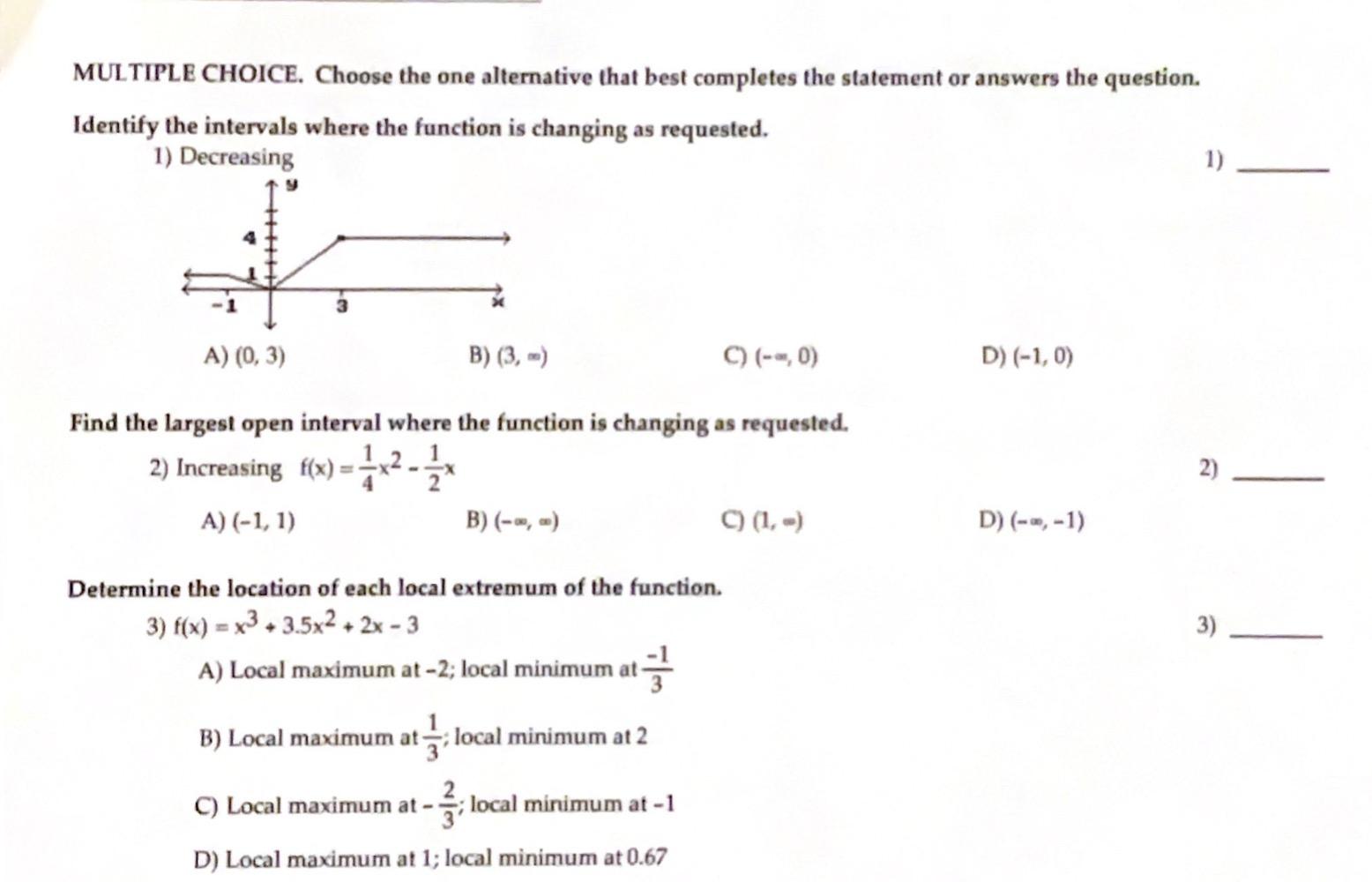 Solved MULTIPLE CHOICE. Choose the one alternative that best | Chegg.com