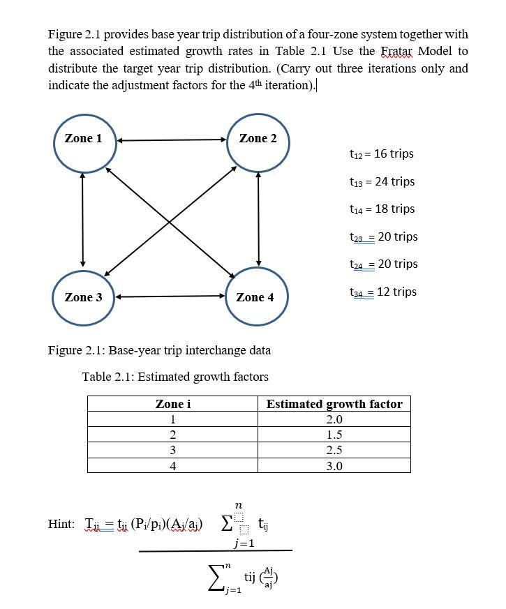 Solved Figure 2.1 provides base year trip distribution of a | Chegg.com