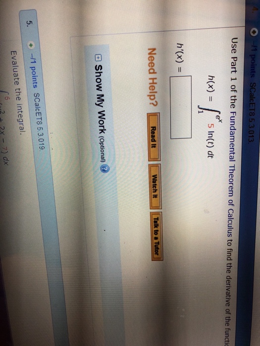 Solved 1 points SCalcET8 5.3.013 Use Part 1 of the | Chegg.com