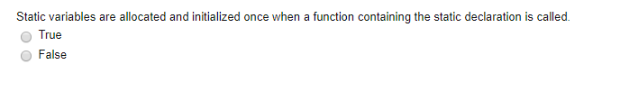 Solved Static variables are allocated and initialized once | Chegg.com