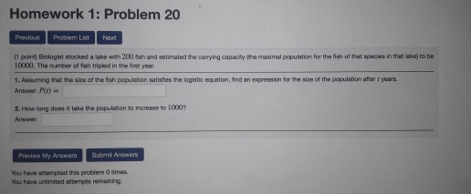 Solved Homework 1: Problem 20 Previous Problem ListNext 1 | Chegg.com