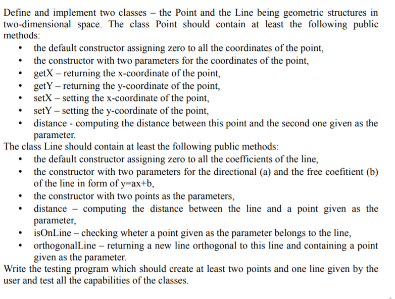Solved . Define and implement two classes – the Point and | Chegg.com