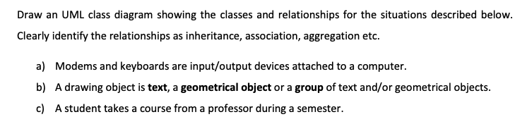 Solved Draw an UML class diagram showing the classes and | Chegg.com