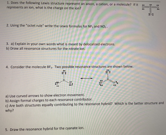 Solved 1. Does the following Lewis structure represent an | Chegg.com