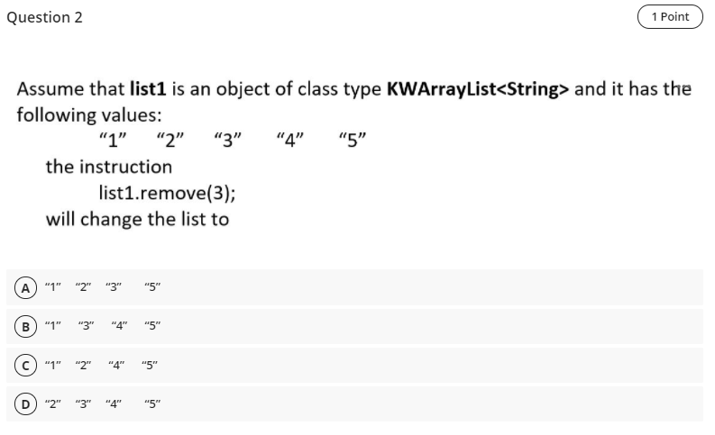 Solved Question 2 1 Point 4 Assume That List1 Is An Object 