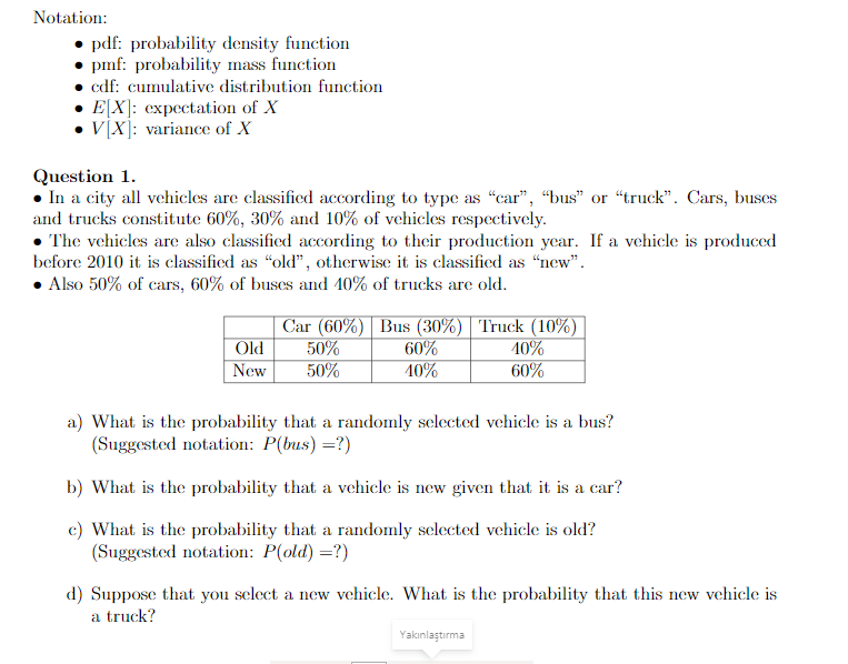 Solved Notation: • pdf: probability density function • pmf: | Chegg.com