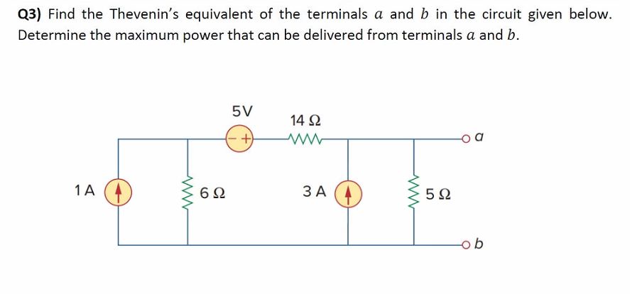 Q3) Find the Thevenin's equivalent of the terminals a | Chegg.com