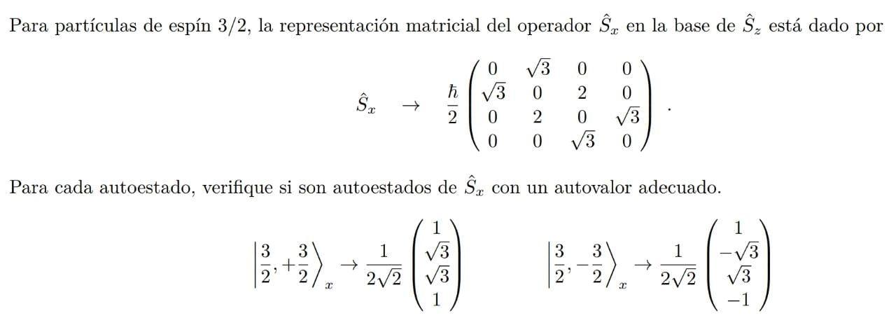 Solved Para partículas de espín 3/2, la representación | Chegg.com