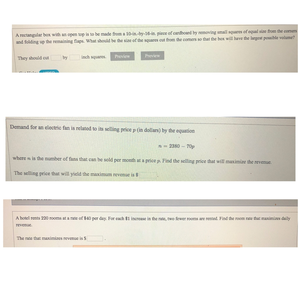 Solved A rectangular box with an open top is to be made from | Chegg.com