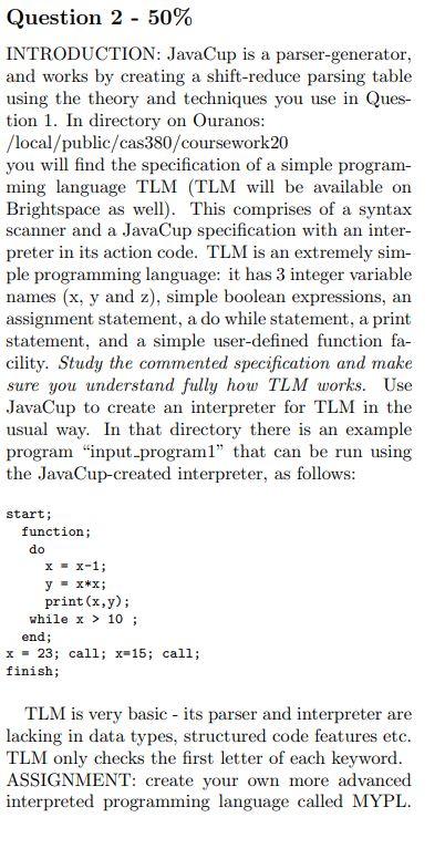 INTRODUCTION: JavaCup is a parser-generator, and | Chegg.com
