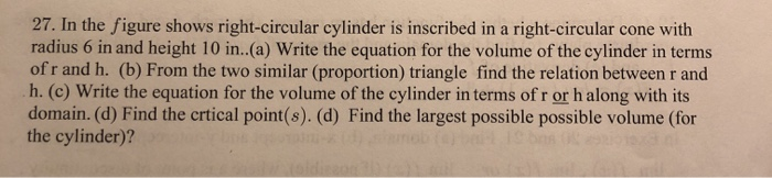 Solved 27. In the figure shows right-circular cylinder is | Chegg.com